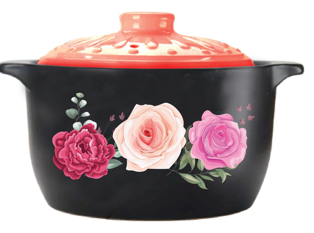 [5991] 3.6 Liter Black Ceramic Pot w. Colorful Lid (8 pc/ctn) | Uniware ...