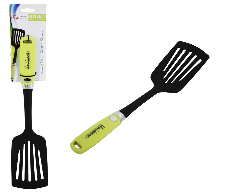 [70363] 14" Non-Stick Slotted Spatula with Green Handle (72 pcs/ctn ...