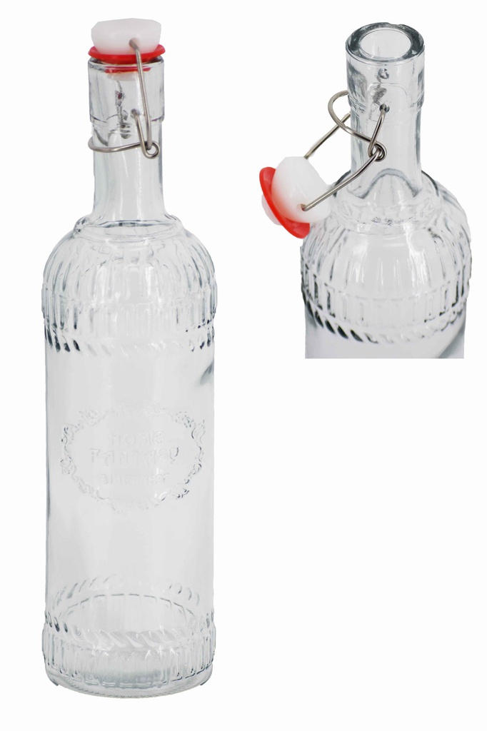 [GL180-1.1] 37oz Plastic Plug Glass Bottle w Embossed Sides (12 pcs/ctn ...