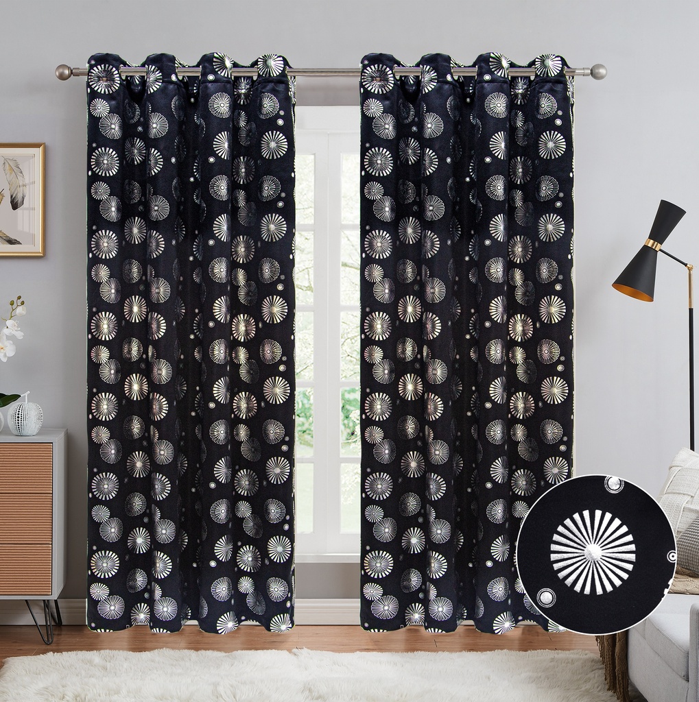 [WC56002BK] 54"x84" Bella 99% Blackout Grommet Window Curtain, 100% ...
