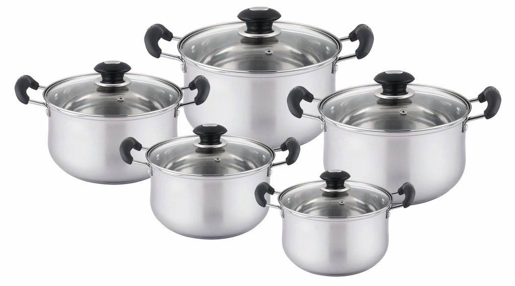 [3107G] Stainless Steel Sauce Pot with Glass Lid 10pc Set (2 sets/ctn ...